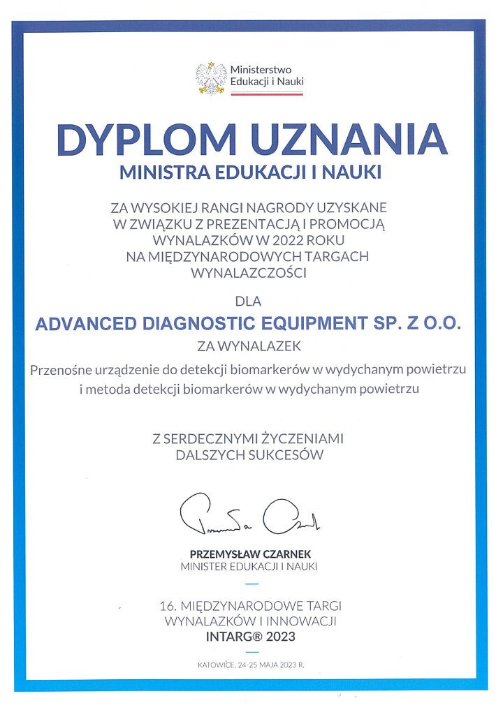 Złoty Medal na 16th International Invention and Innovation Show INTARG ...